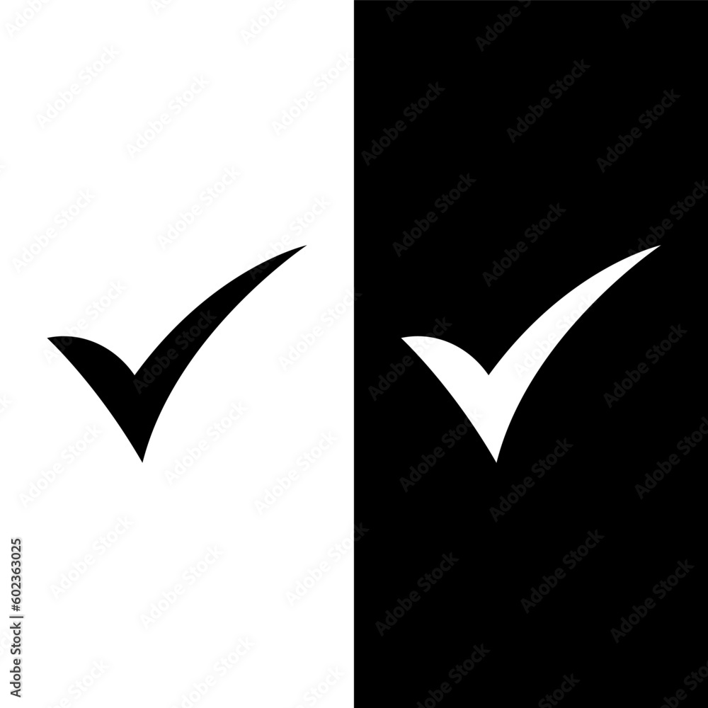 black and white check mark icon Stock Vector | Adobe Stock