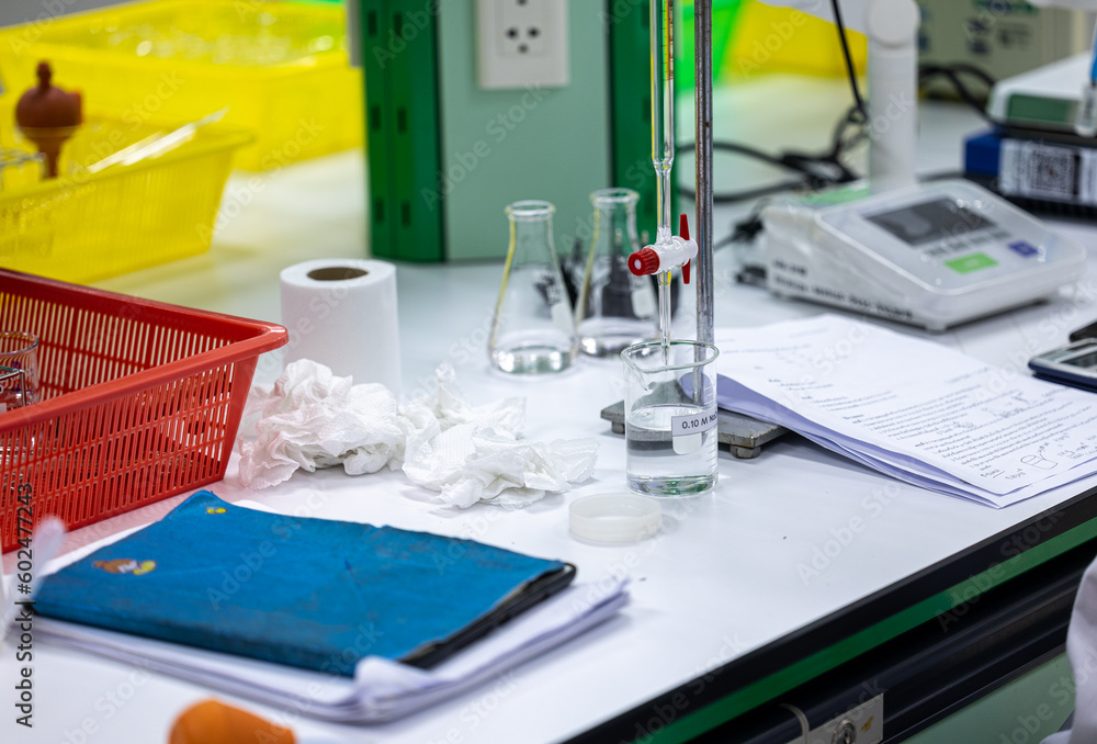 Acid-base reaction titration in Laboratory. Stock Photo | Adobe Stock