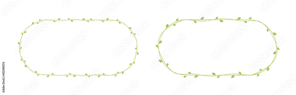 Green vine frames and borders set, floral botanical design element ...