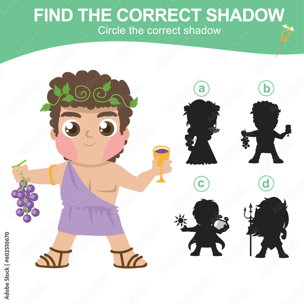 Find the correct shadow of Dionysus the Greek god of wine and ...