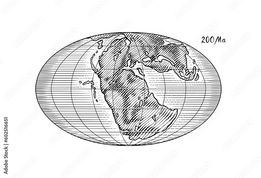 Plate tectonics on the planet Earth. Pangaea. Continental drift ...