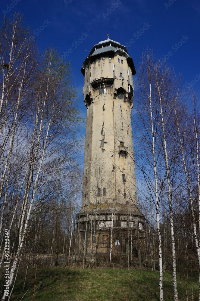 Wieza wodna Borki. Historic Water tower was built in 1912, height 68 ...