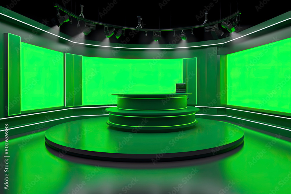 VirtualTV Studio Set. green screen background. 3d Rendering Virtual set ...