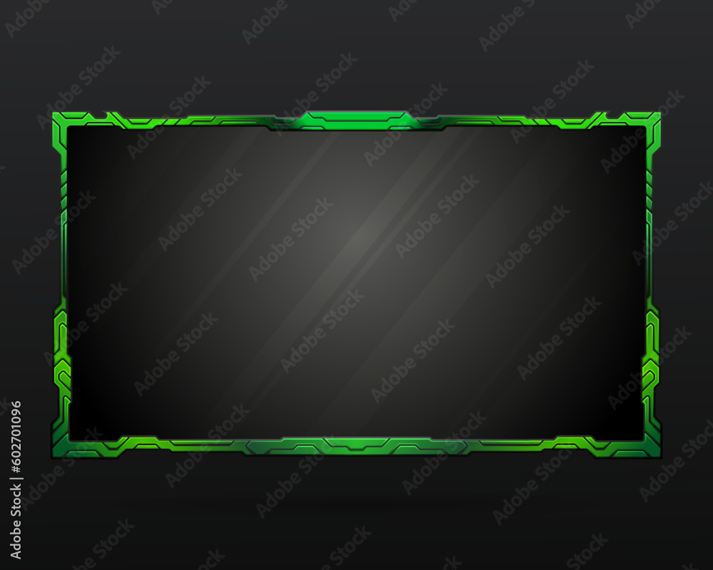 Futuristic neon green border stream overlay webcam screen gui border ...