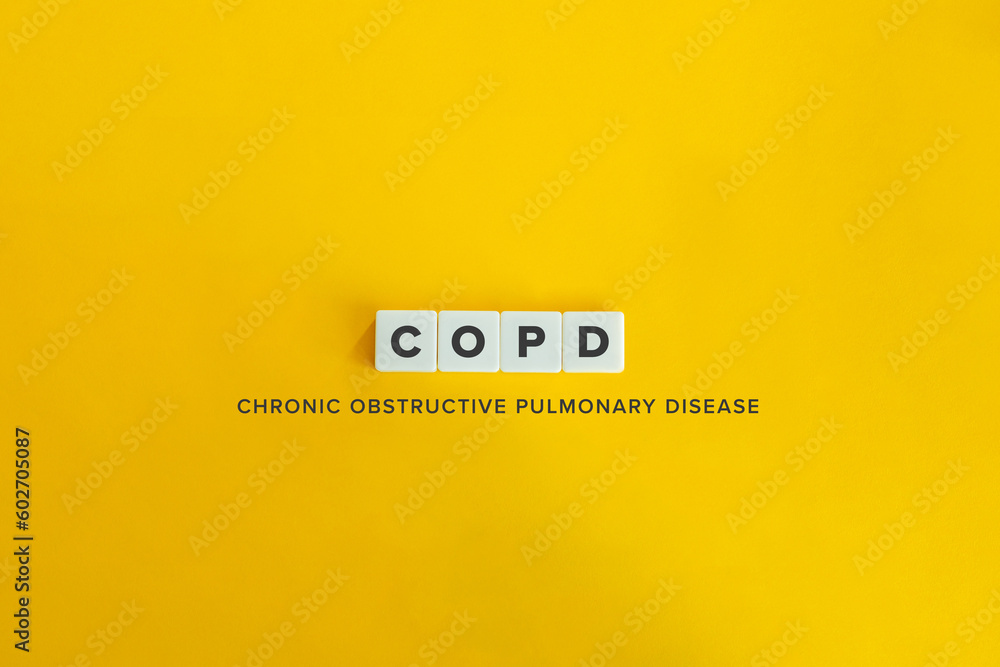 Chronic obstructive pulmonary disease (COPD). Letter Tiles on Yellow ...