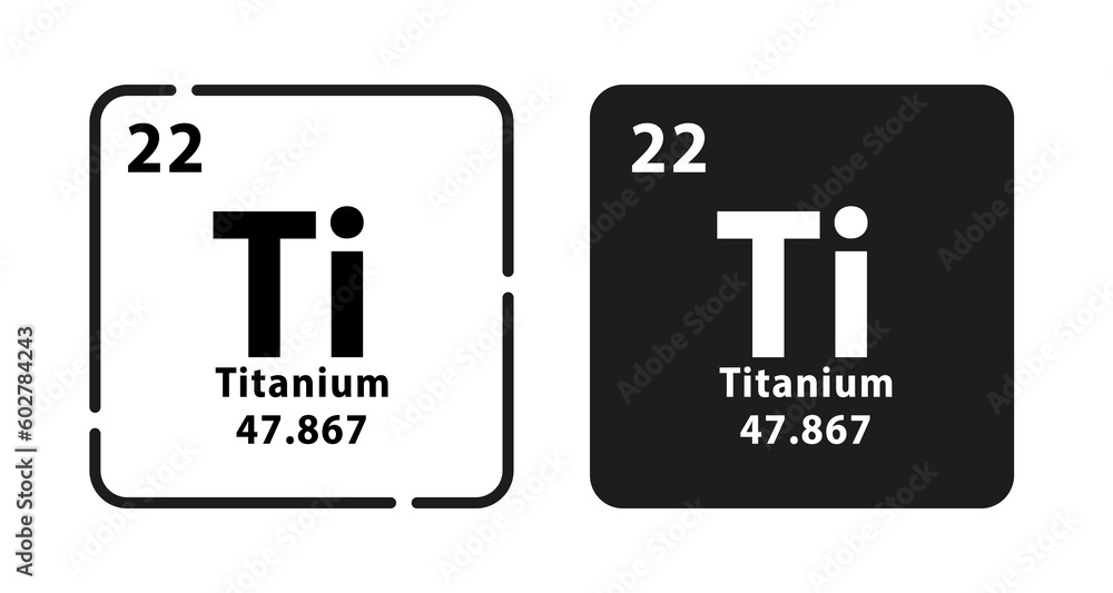 Titanium periodic element icon. The chemical element of the periodic ...