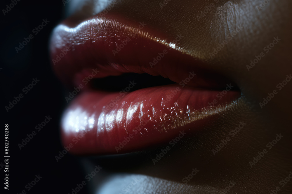 Sensual Black Woman Lips. Hyper-realistic photography capturing the ...