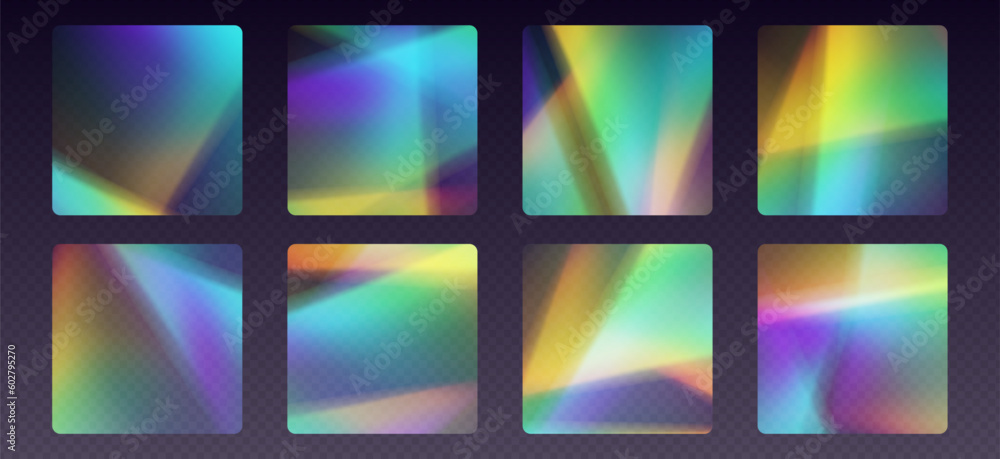 เวกเตอร์ Stock Crystal refraction stickers, leak flare, rainbow ...
