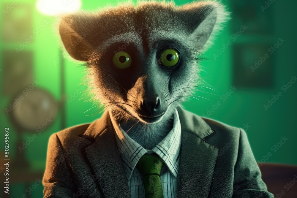 Stock-Illustration „Anthropomorphic lemur in a suit like a businessman ...