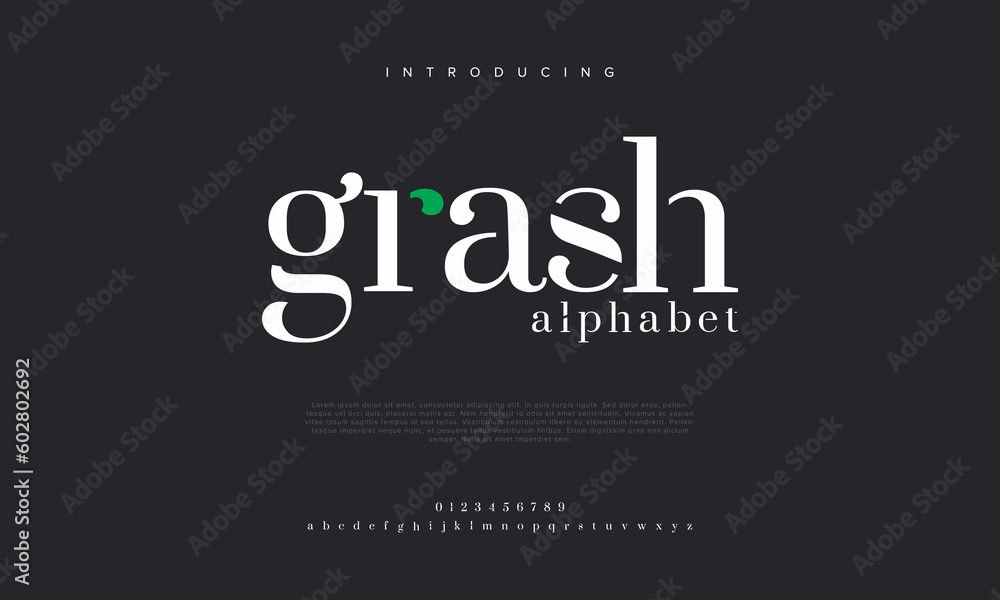 Grash abstract digital technology logo font alphabet. Minimal modern ...