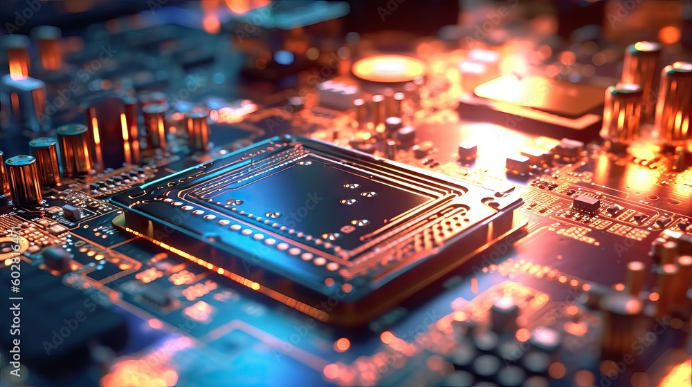 Highly detailed technology texture, AI supercomputer Chrome, insane ...