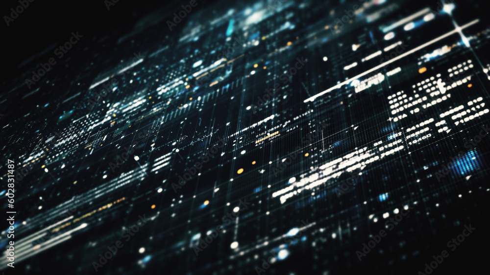 Advance data matrix, telemetry and encrypt numbers simulation user interface display in cyber ...