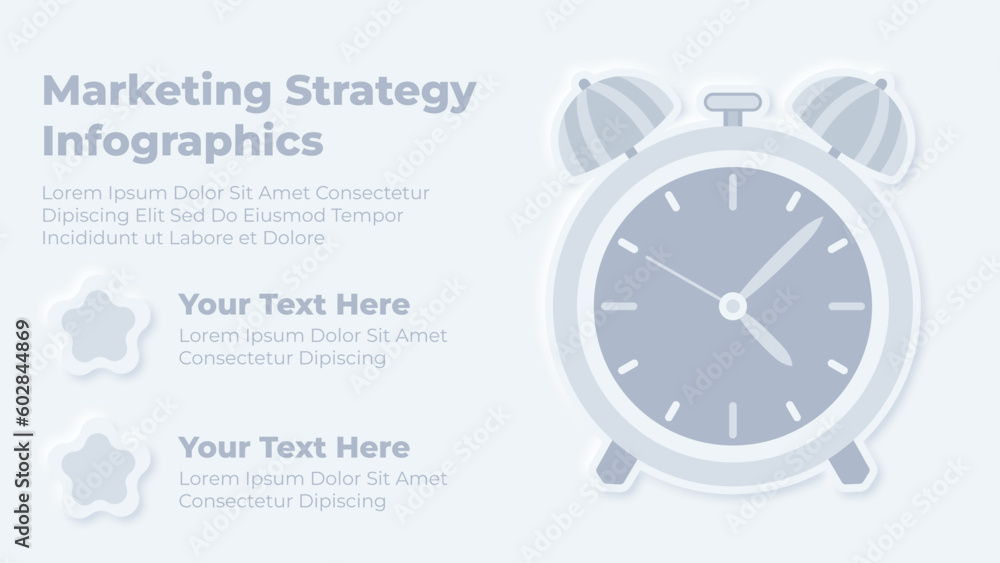 Neumorphic table alarm clock infographic presentation template Stock ...