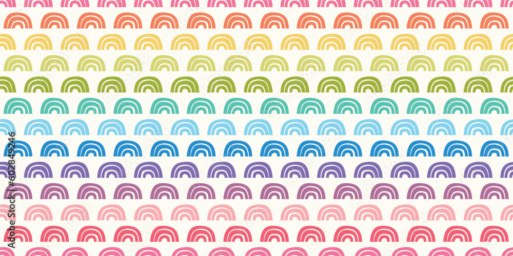 Rainbow pattern background border. Fun vector seamless repeat banner ...