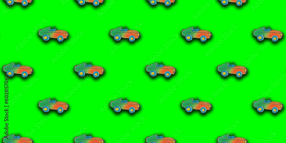 pattern with the image of a painted car. A template for superimposing ...
