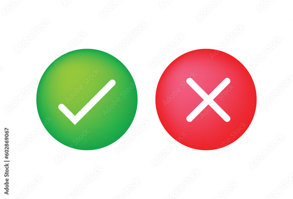 Tick and cross signs. Yes and No check marks. Tick symbol. Mark button ...
