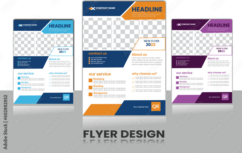 Corporate flyer template, Multi color A4 size business abstract flyer ...