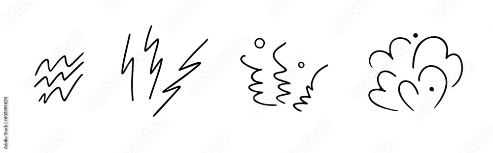 Vector set of hand-drawn cute cartoony expression sign doodle line ...