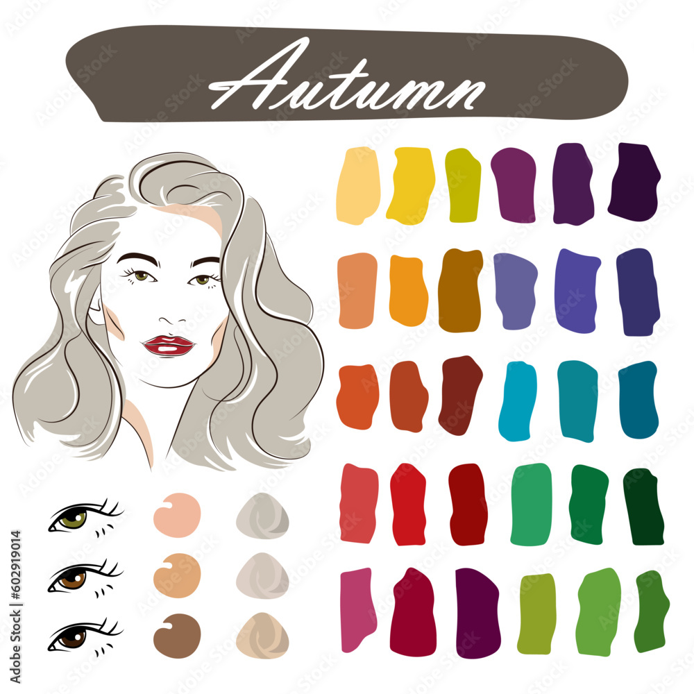 Stock vector seasonal color analysis palette with best colors for ...