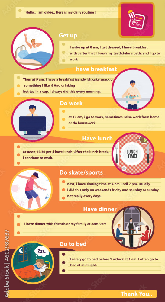 Daily routines poster illustration. designs and templates. Daily ...