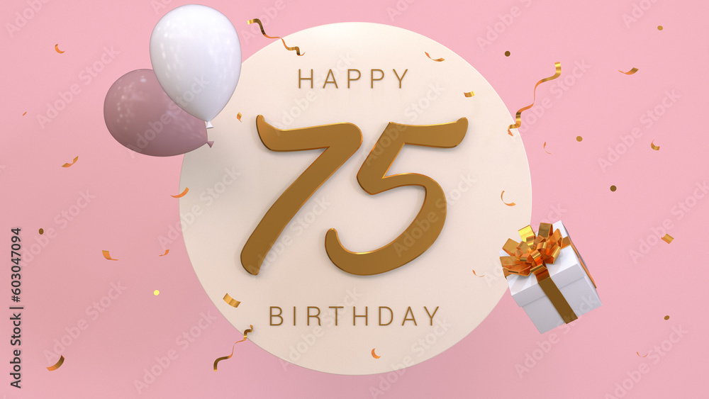 Elegant Greeting celebration 75 years birthday. Happy birthday ...