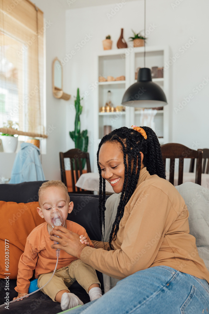 Little Boy with Nebulizer Stock Photo | Adobe Stock