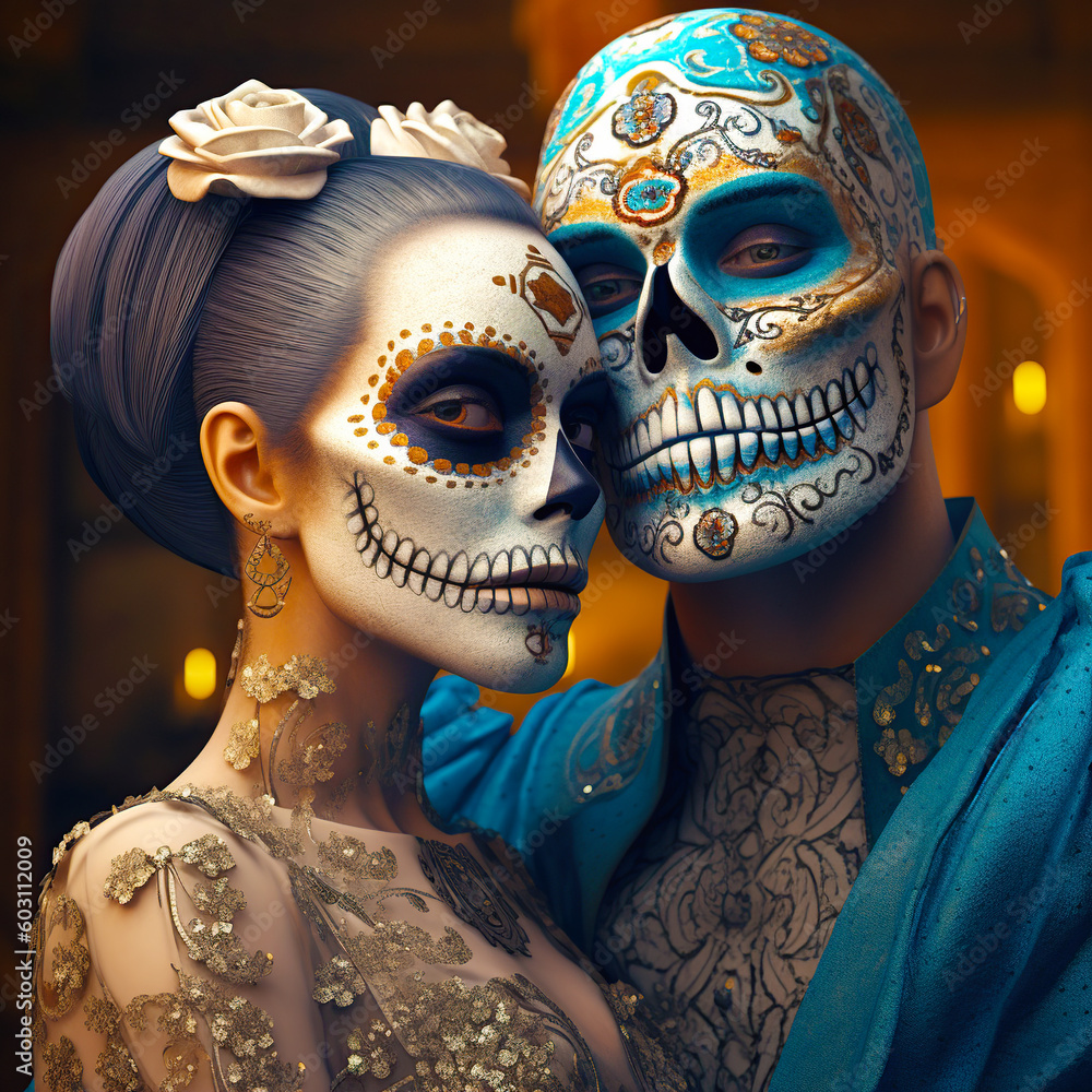 Dia de los muertos, male and female catrina: Catrina and Catrin wearing ...