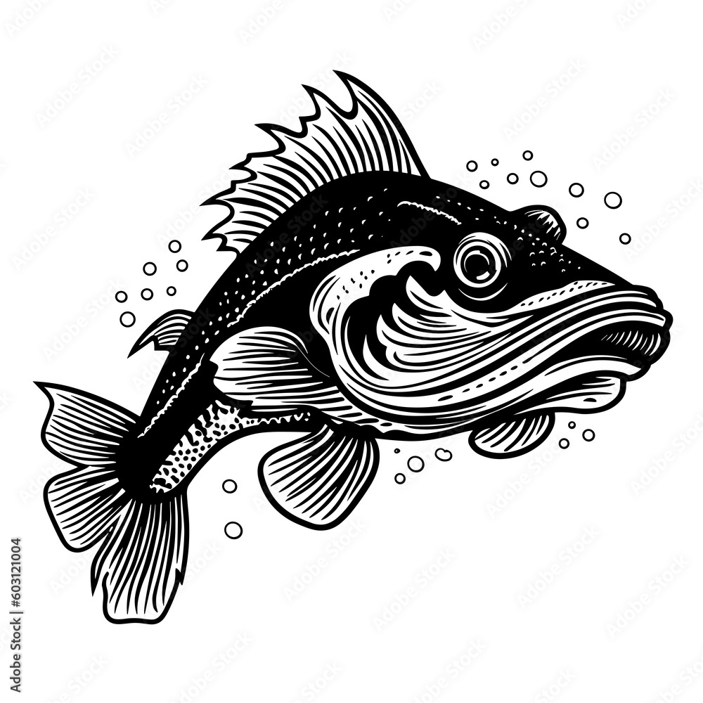 Illustration Stock Catfish ,Fishing Svg, Bass Fish Svg, Fish Clipart ...
