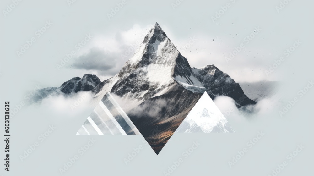 A picture of a mountain with a triangle in the middle. Generative AI ...