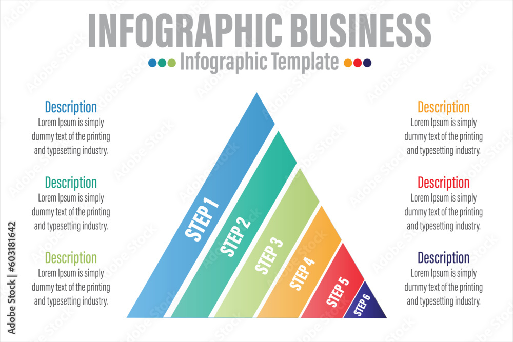 Infographic template for business. 6 steps Modern Mindmap pyramid level ...