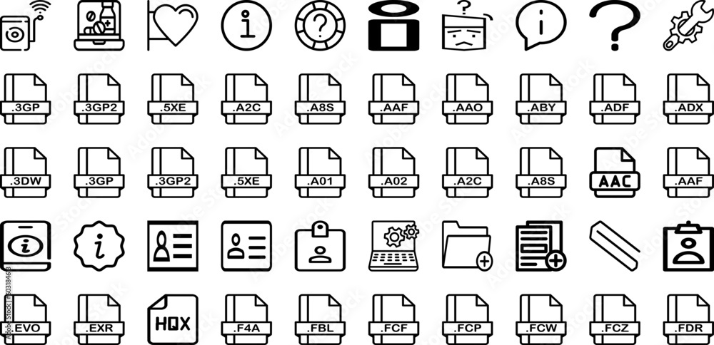 Set Of Format Icons Collection Isolated Silhouette Solid Icons ...