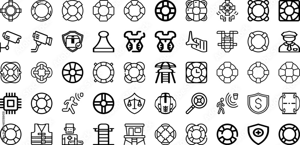 Set Of Guard Icons Collection Isolated Silhouette Solid Icons Including ...