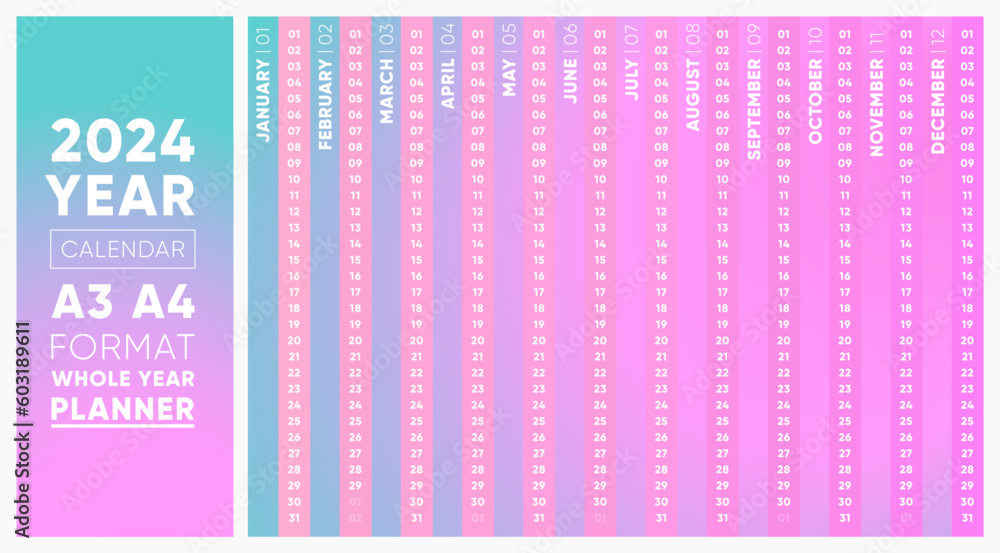 Creative gradient 2024 planner. Tech style timeline organizer and ...
