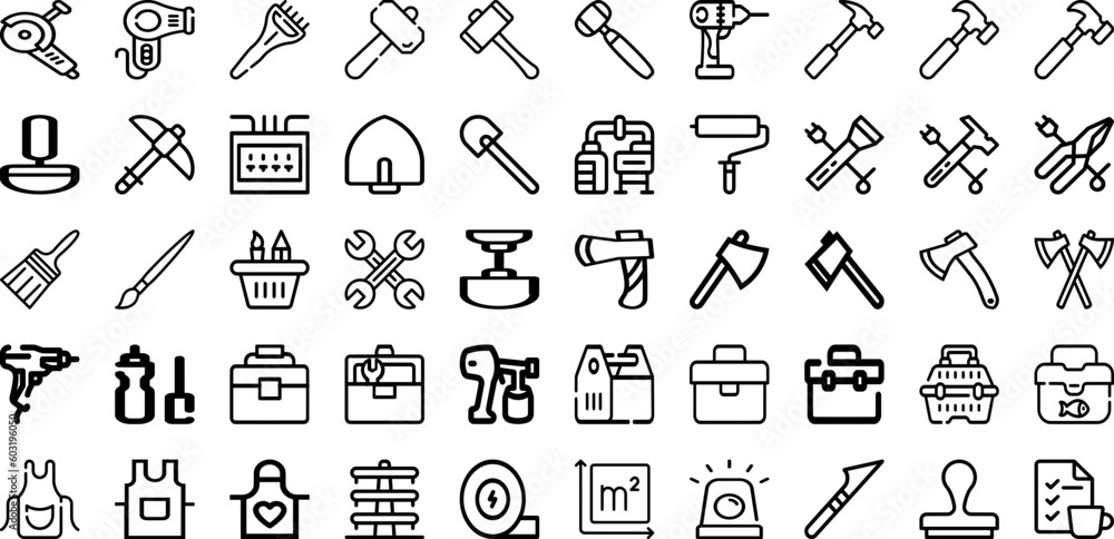 Set Of Tool Icons Collection Isolated Silhouette Solid Icons Including ...