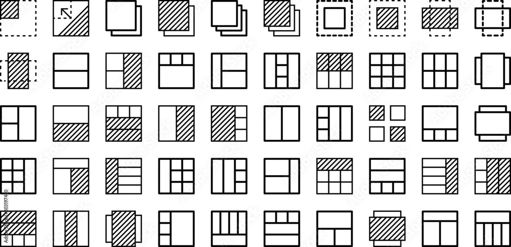 Set Of Grid Icons Collection Isolated Silhouette Solid Icons Including ...