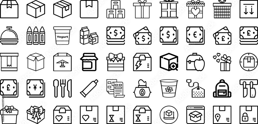 Set Of Pack Icons Collection Isolated Silhouette Solid Icons Including ...