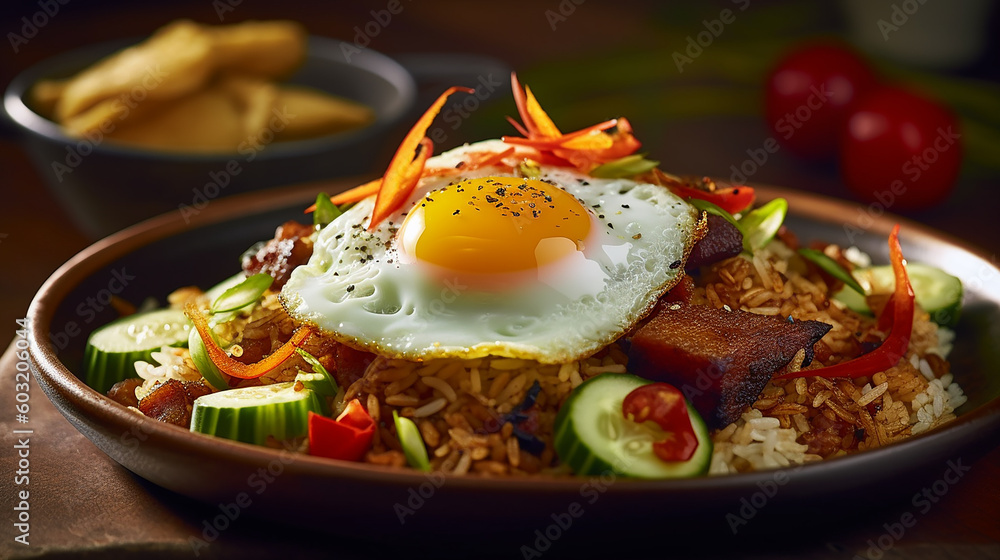 Generative AI image of Nasi Goreng Kampung, literally means village ...