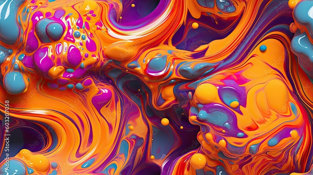 seamless abstract flow of vibrant liquid colors like paint colliding ...
