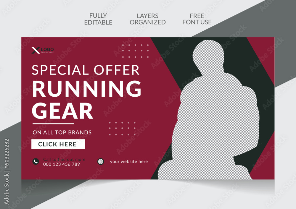 Fitness gym and training youtube thumbnail and web banner design ...