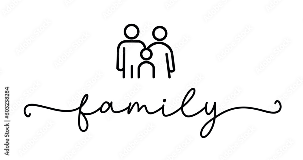 Family icon. Parents and child. Vector family text logo. Typography ...