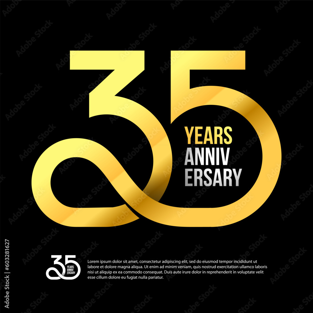 35 Th Anniversary Numbers Modern Gold Concept Logo. 35 Years Logotype ...