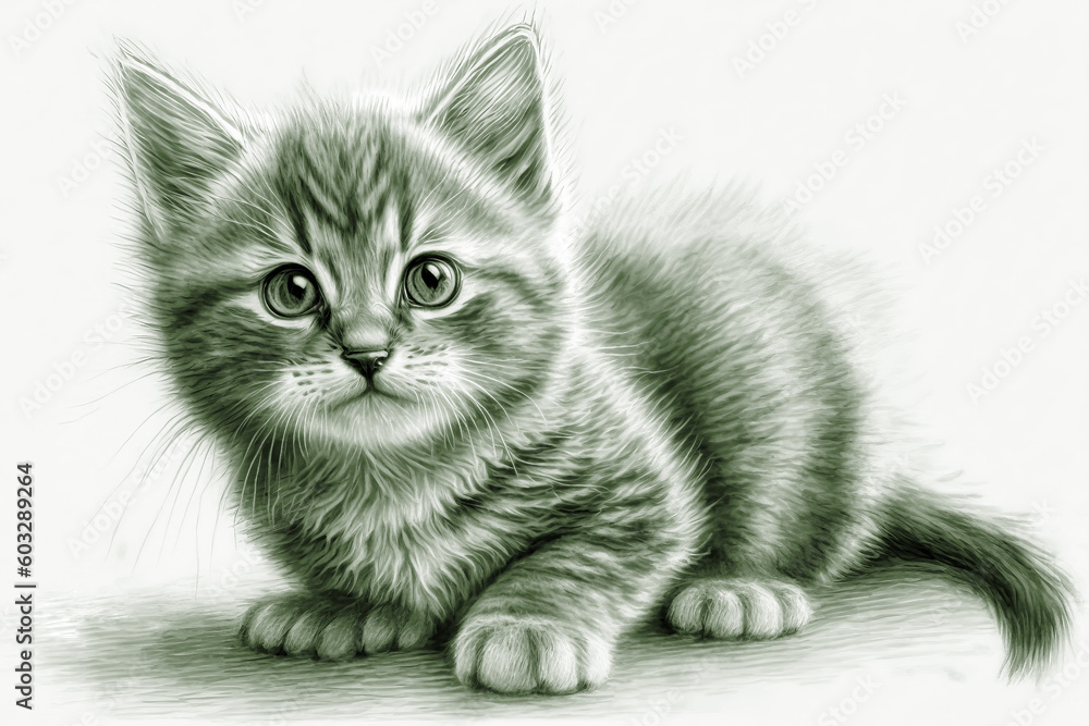 cat in pencil drawing style, ai generated Stock Illustration | Adobe Stock
