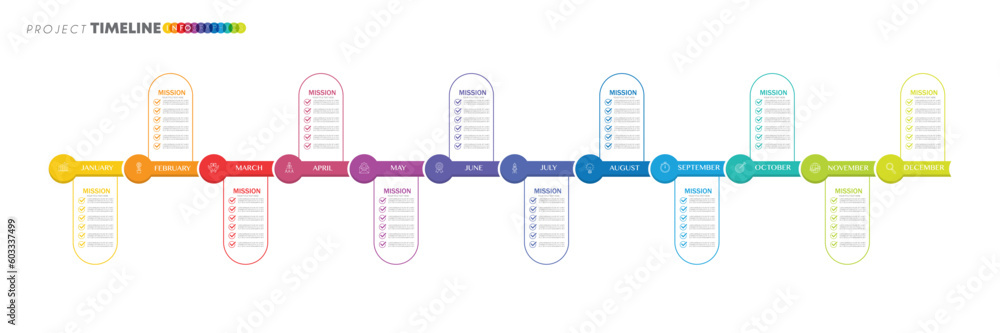infographic Project timeline graph for 12 months modern diagram ...