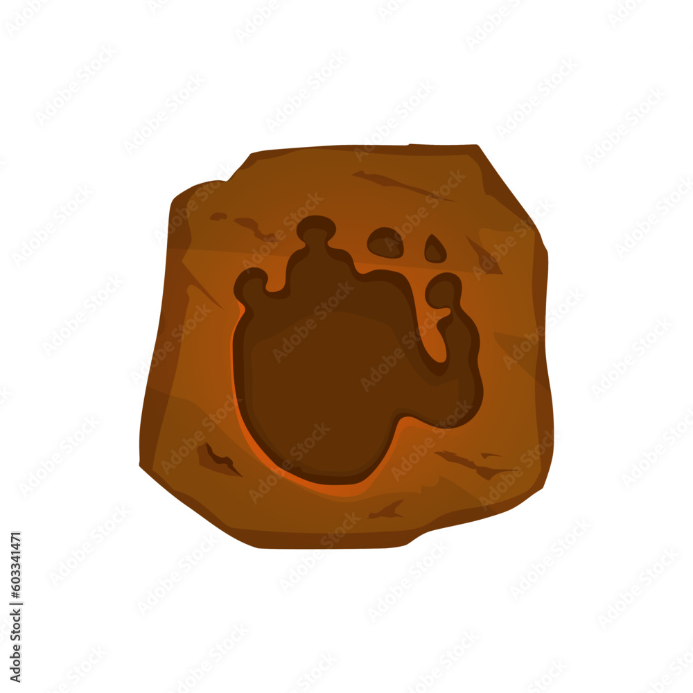 Jurassic dinosaur cartoon footprint, archeology fossil. Paleontology ...