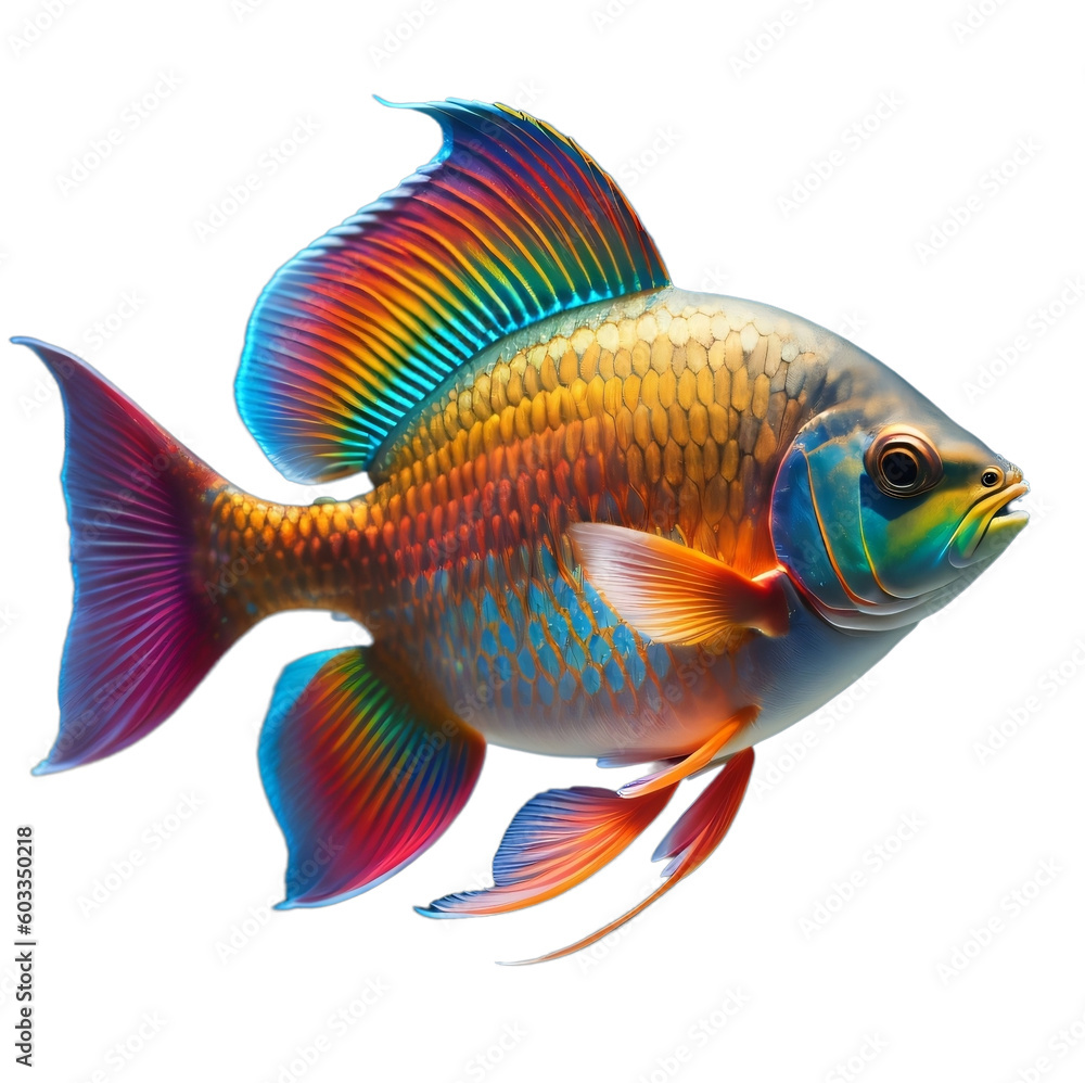 Colorful fish, rainbow fish, sea fish, isolated, transparent background ...