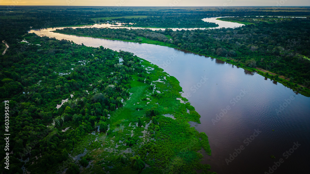 rio amazon river amazonia state Brazil aerial drone Stock Photo | Adobe ...