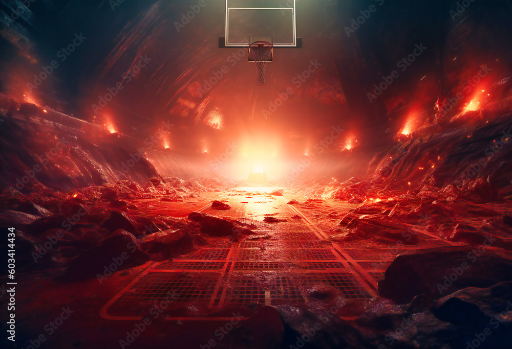 fire basketball court concept illustration Stock Illustration | Adobe Stock