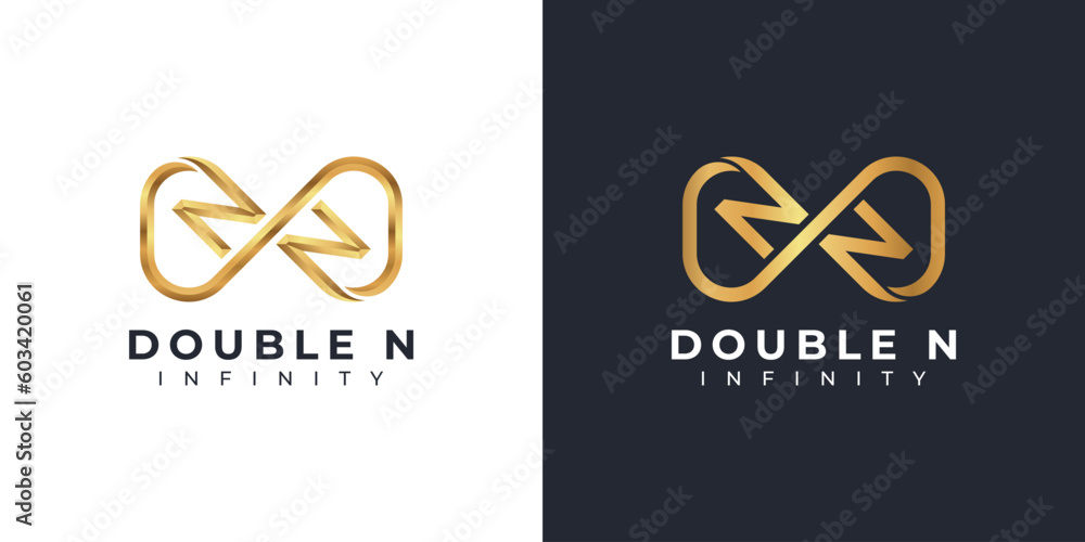 Letter N Infinity Logo design and Gold Elegant symbol for Business ...