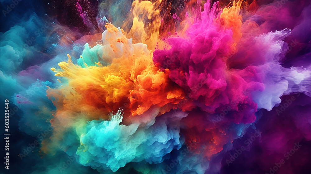 Splash of color paint, water or smoke on dark background, abstract ...