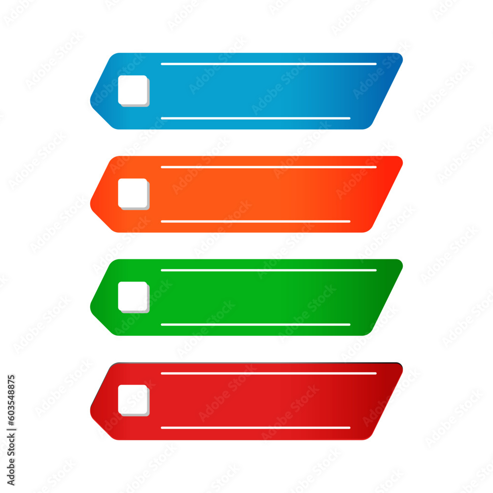 Infographic Ribbon Template In 4 Step With Colourful Rectangle Shape ...